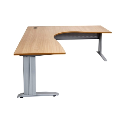 Essentials Beech Corner Workstation Desk - Elevate Ergonomics