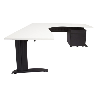 Essentials White Corner Workstation Desk - Elevate Ergonomics