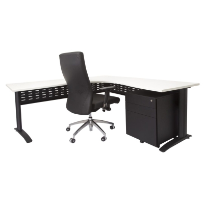 Essentials White Corner Workstation Desk - Elevate Ergonomics